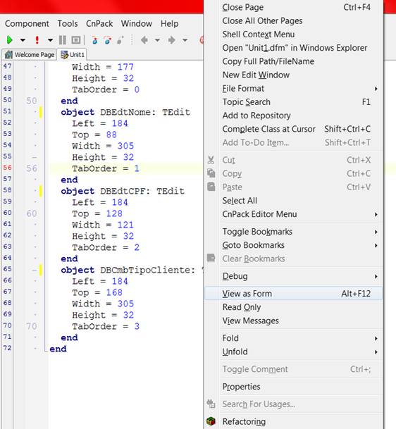 Modificando TDBEdit para Edit - Delphi - DevMedia